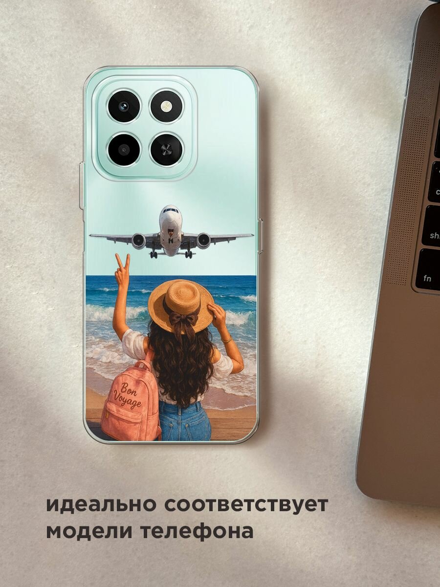 Чехол на Honor X6c / Хонор X6c с принтом "Bon Voyage", прозрачный — фото 1