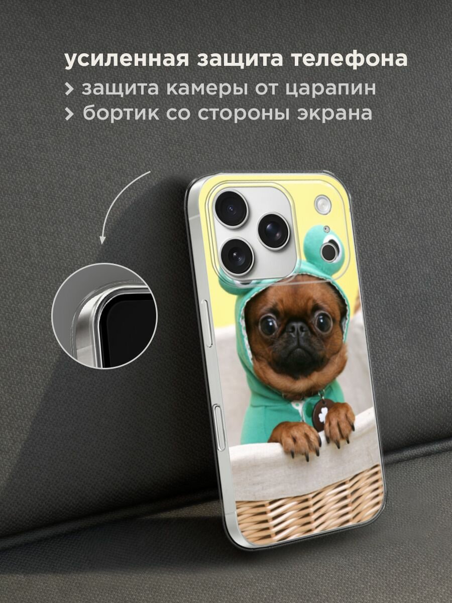 Чехол на Apple iPhone 17 Pro / Айфон 17 Про с принтом "Собачка в шапке лягушки" — фото 1
