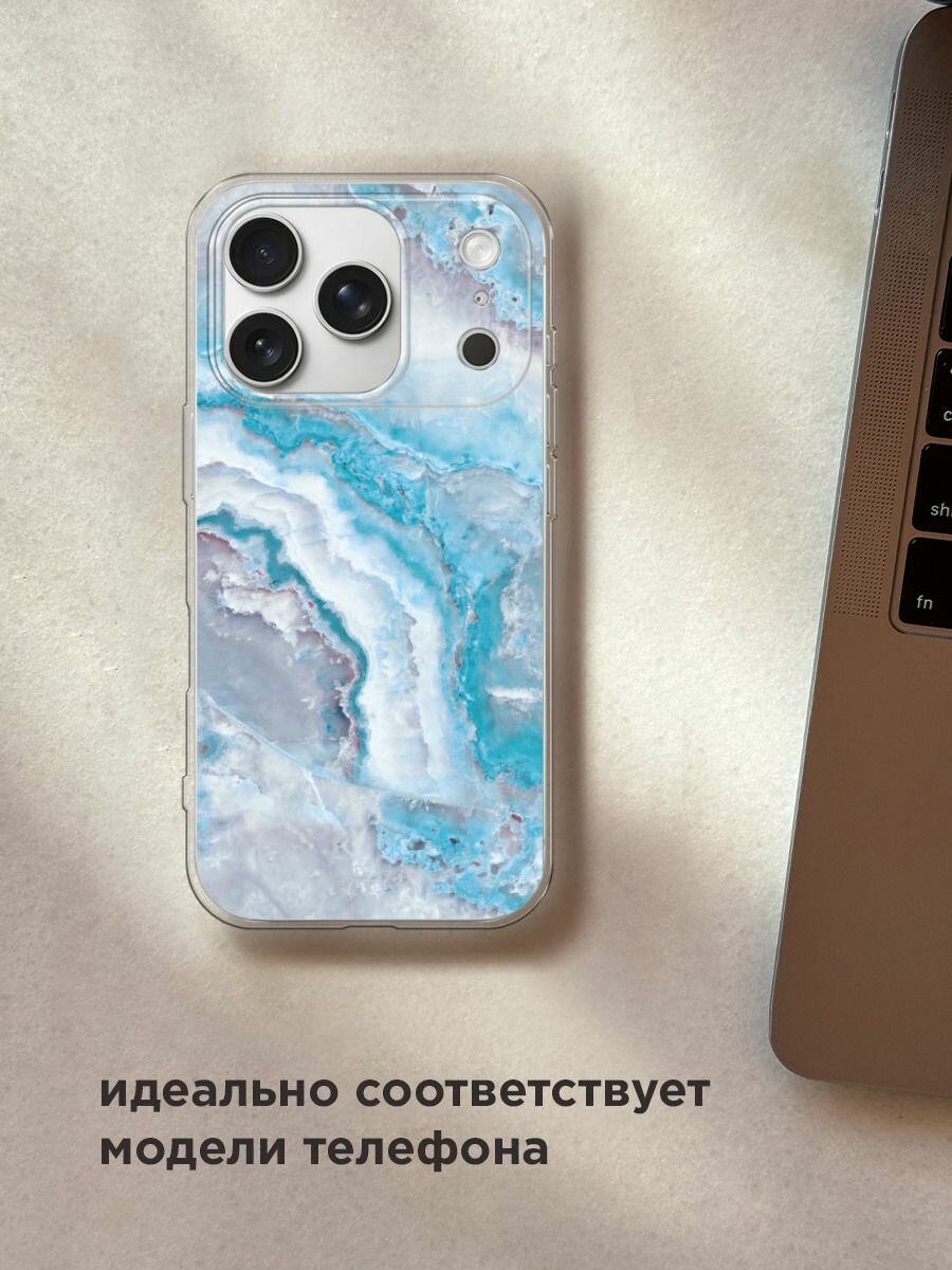 Чехол на Apple iPhone 17 Pro / Айфон 17 Про с принтом "Нежно-голубой мрамор" — фото 1