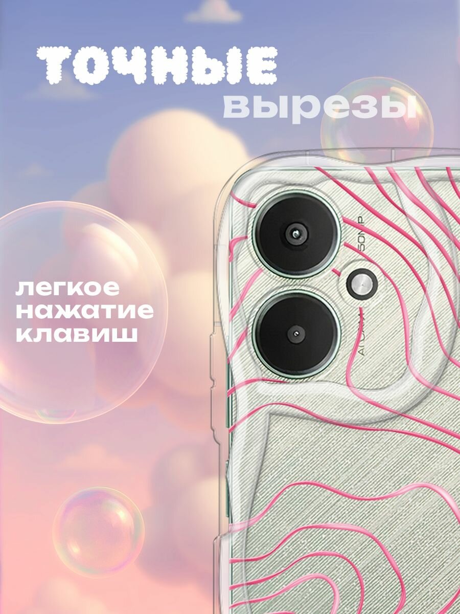 Чехол на Xiaomi Redmi 13C/Poco C65 / Редми 13C/Поко C65 с принтом Розовые волны — фото 1