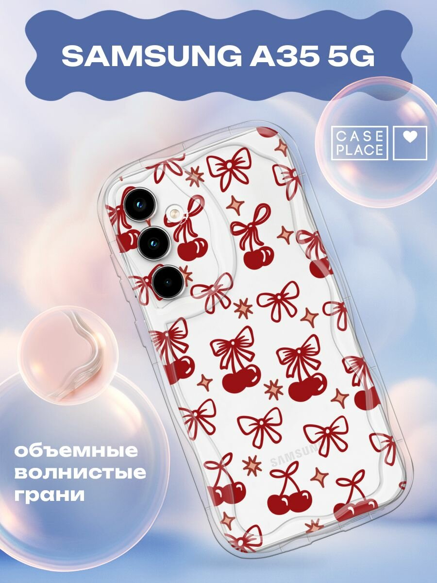 Чехол на Samsung Galaxy A35 5G / Самсунг А35 5G с принтом "Вишня с бантиком"