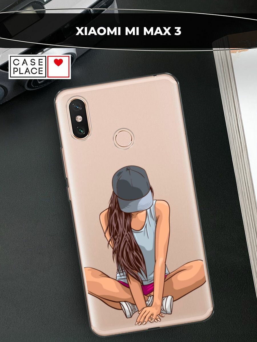 Чехол на Xiaomi Mi Max 3 / Сяоми Ми Макс 3 с принтом "Девушка в кепочке", прозрачный