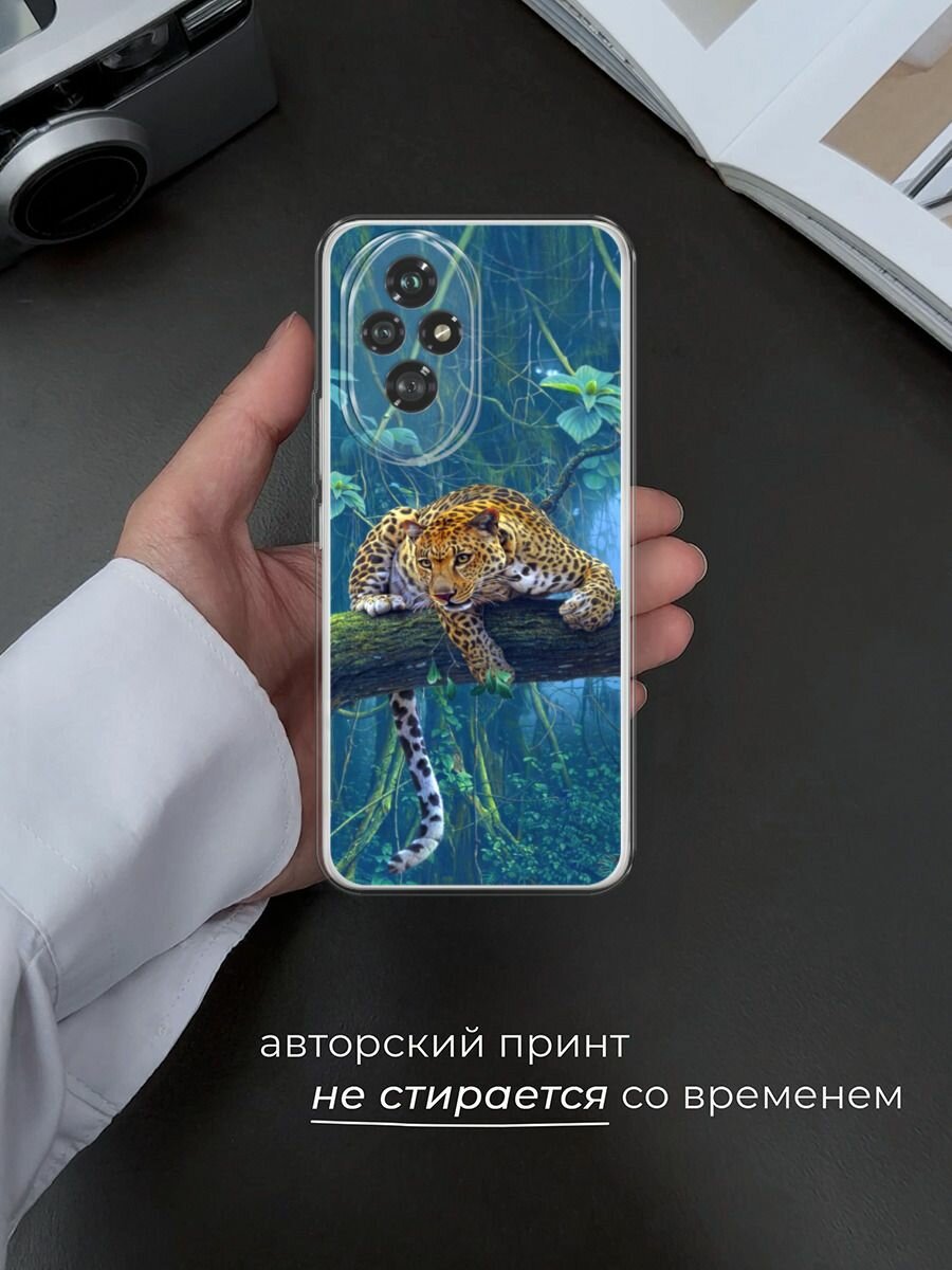 Силиконовый чехол на Honor 200 / Хонор 200 с принтом "Леопард охотник" — фото 1