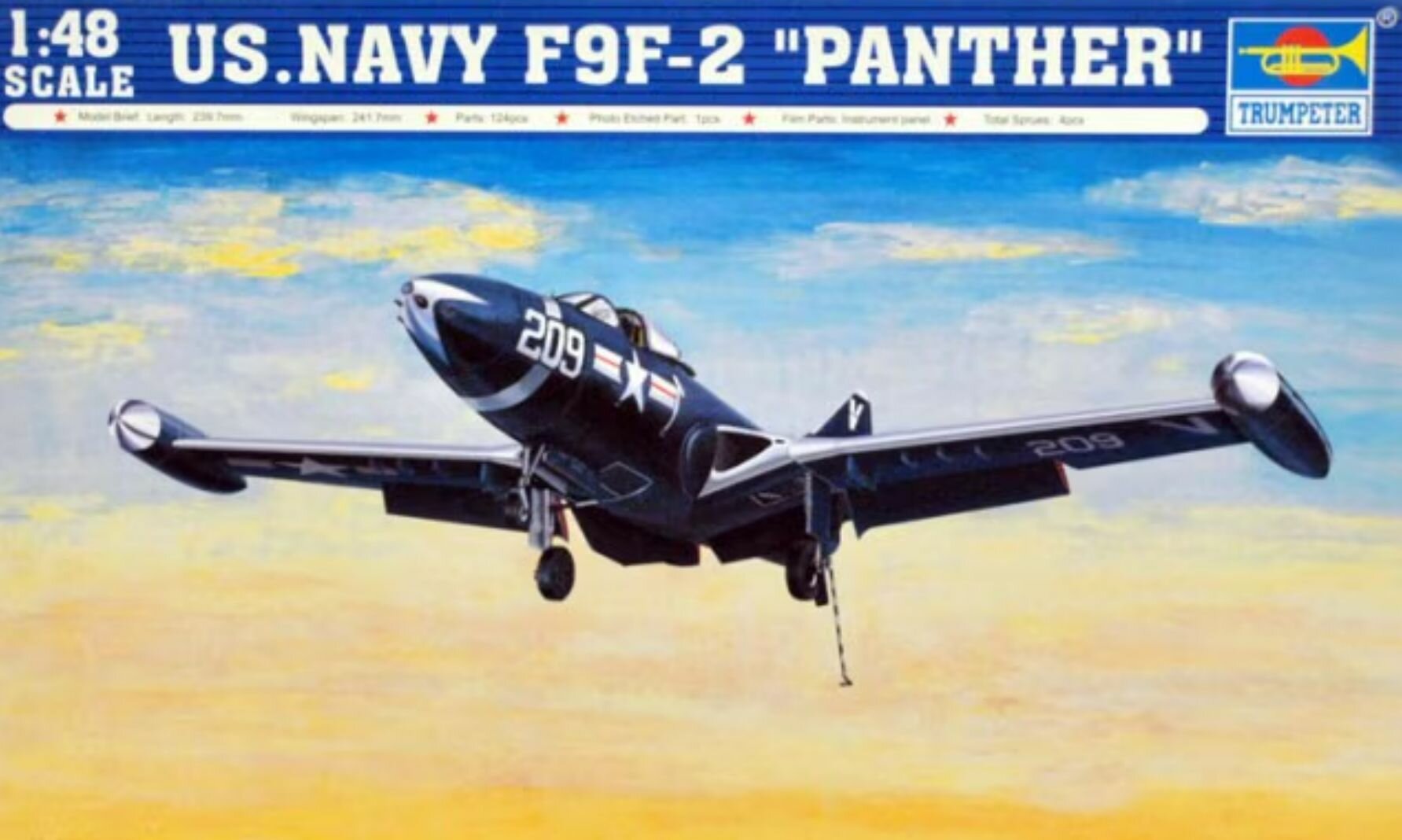 Trumpeter 1/48 02832 U.S. Navy F9F-2 Пантера сборная модель самолета