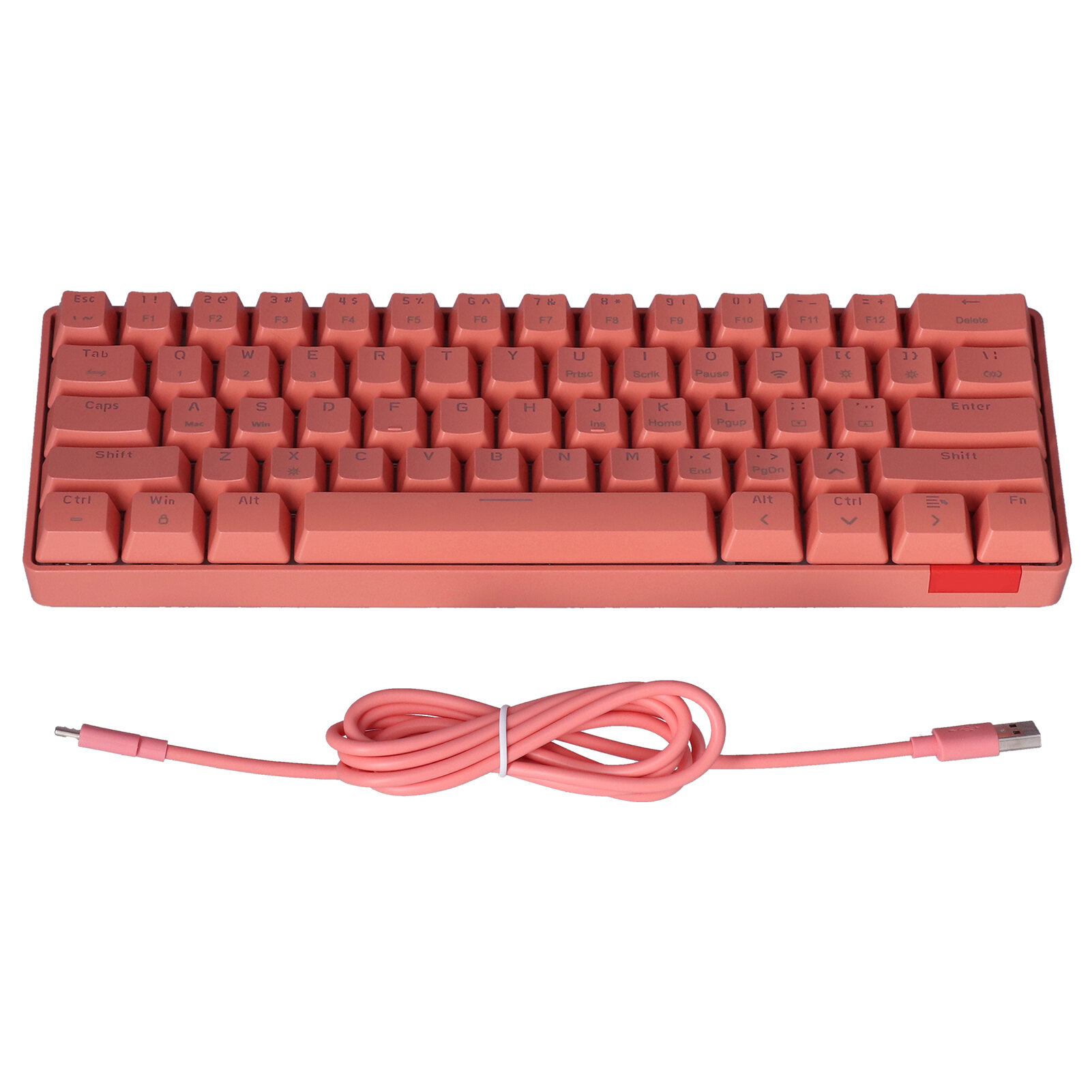 Беспроводная клавиатура, 12 световых эффектов, PBT, 61 клавиши, стабильная передача, компьютерный компонент, розово-зеленая, кликающая.