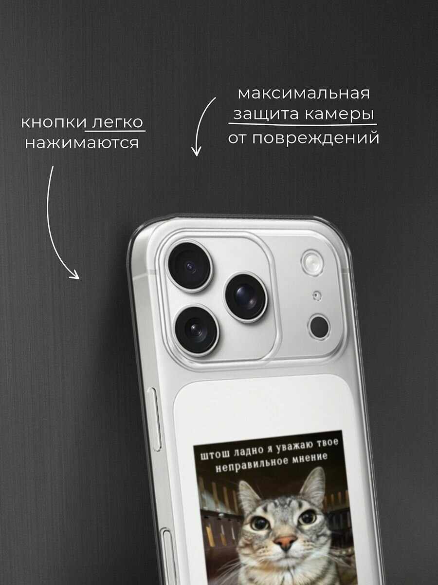 Чехол на Apple iPhone 17 Pro / Айфон 17 Про с принтом "Неправильное мнение", прозрачный — фото 1