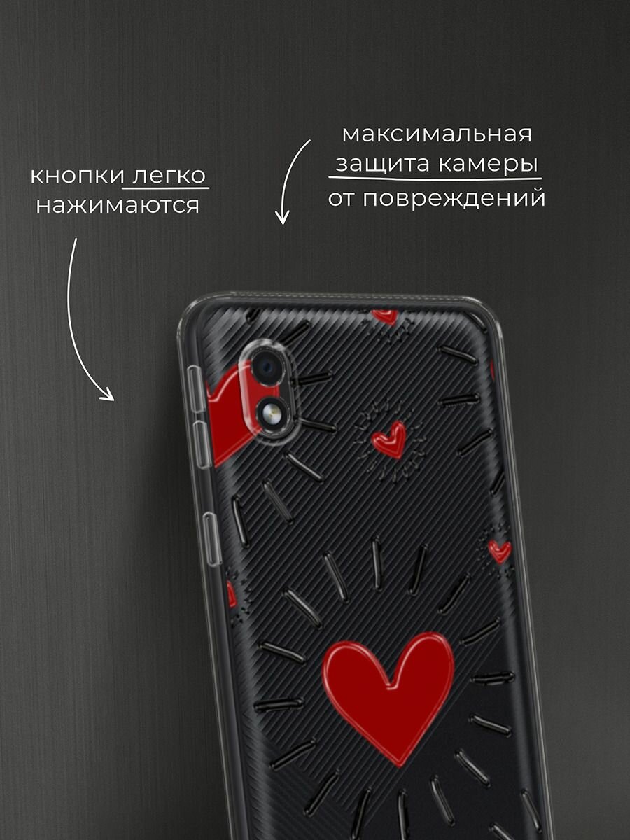 Чехол на Samsung Galaxy A01 Core / Самсунг Галакси А01 Core с принтом "Бордовые сердца паттерн" — фото 1