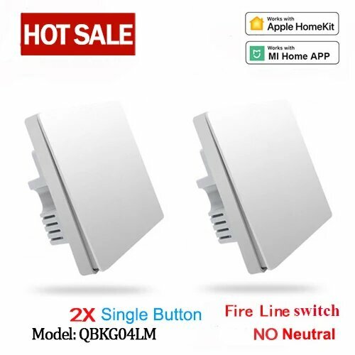 Aqara D1 Smart Wall Switch ZigBee, No Neutral 1X2