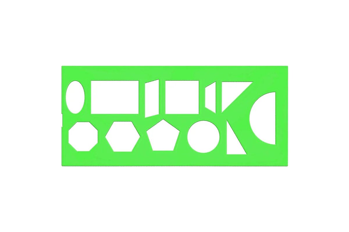 Стамм трафарет геометрических фигур пластиковый зеленый ТТ11 для творчества и черчения
