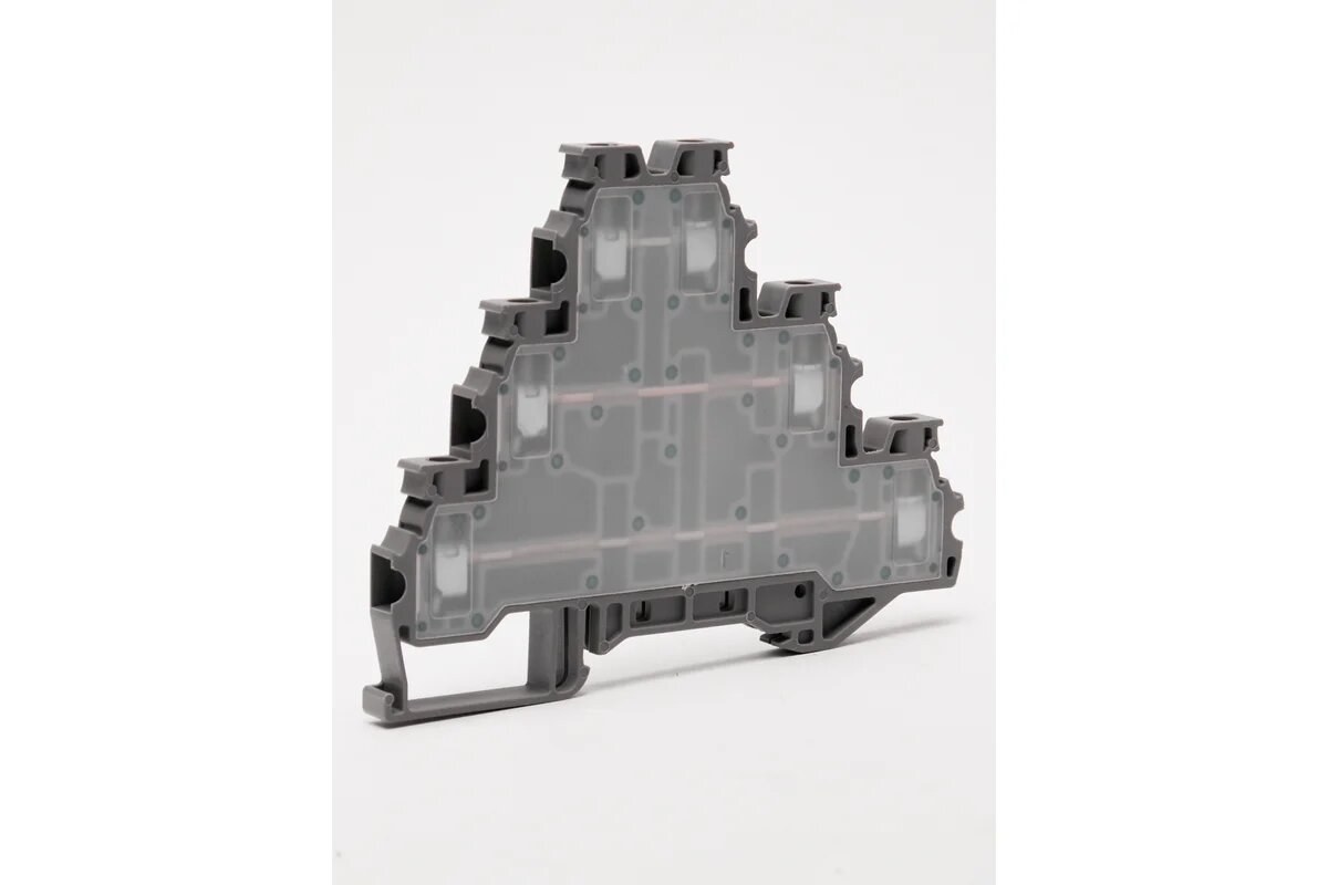 Клемма винтовая Onka MRK-3K 2,5 кв мм трёхуровневая серого цвета монтаж в щитах 1010425