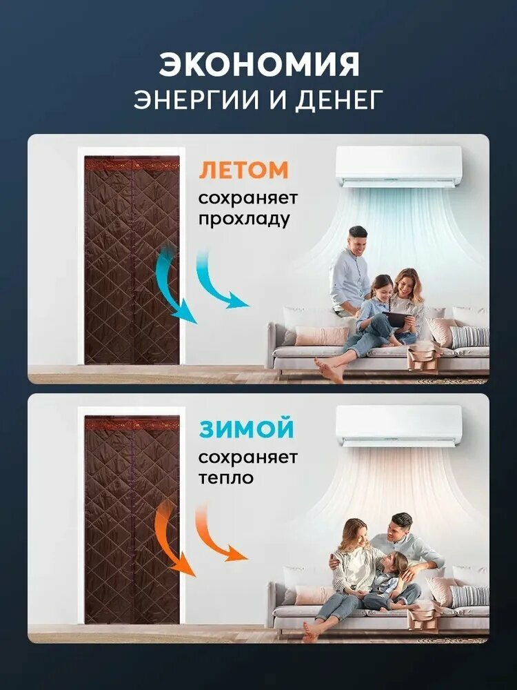 Занавеска на дверь 90x200 см темно-коричневый