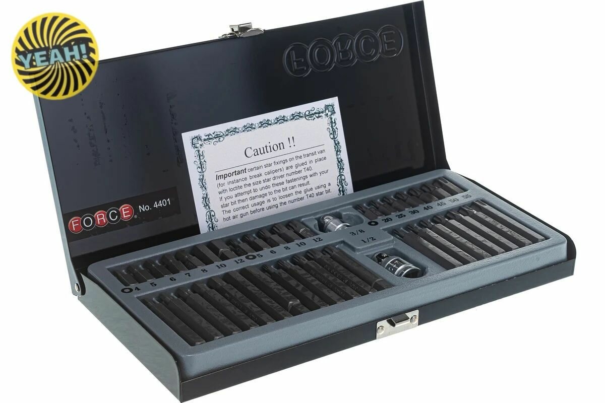 Набор бит с битодержателями FORCE 40 предметов (70/35, T20-Т55, H4-H12, M5-M12) в железном кейсе