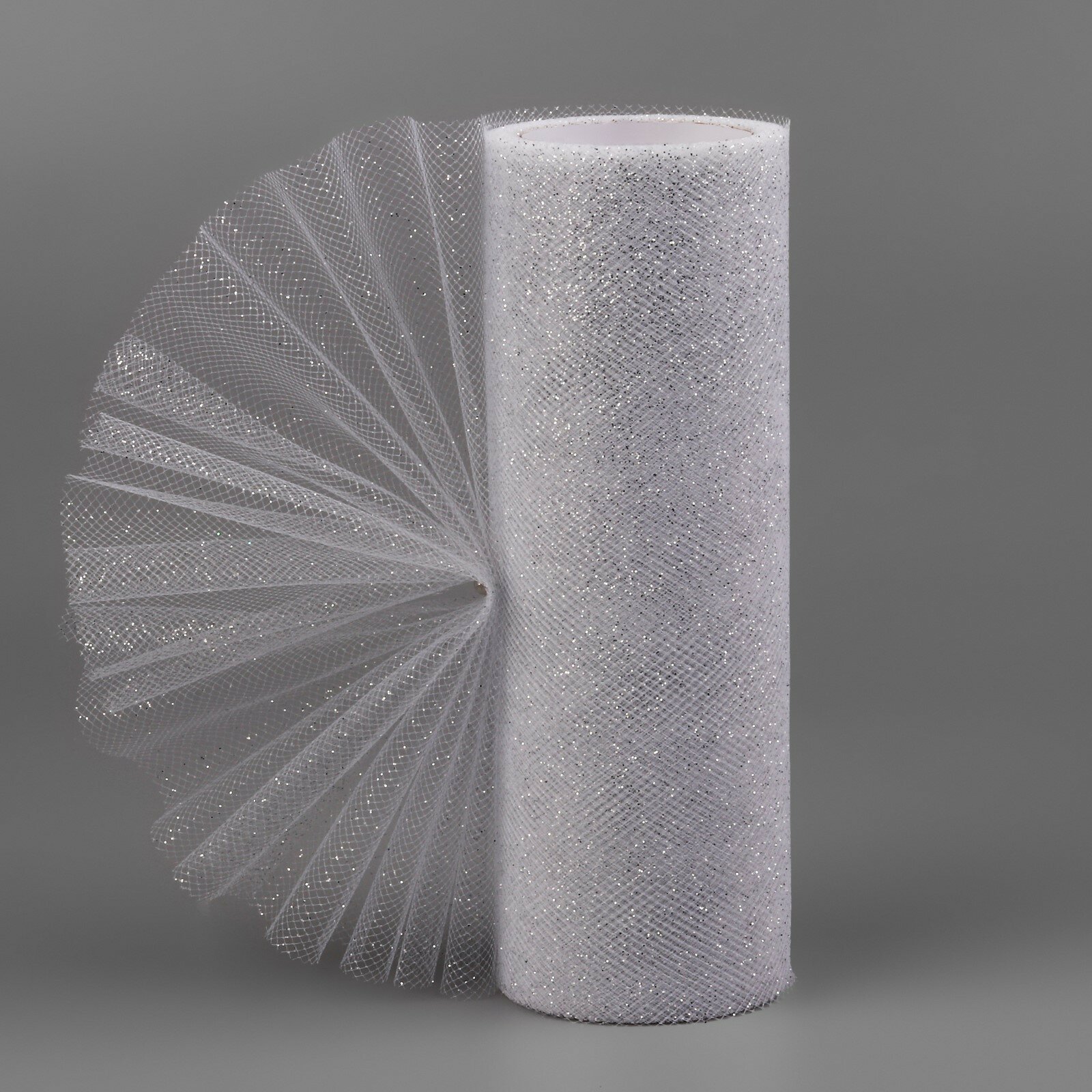 Фатин с глиттером, 15 см,9±0.5 м, 11±1 г/м², цвет серебряный №06