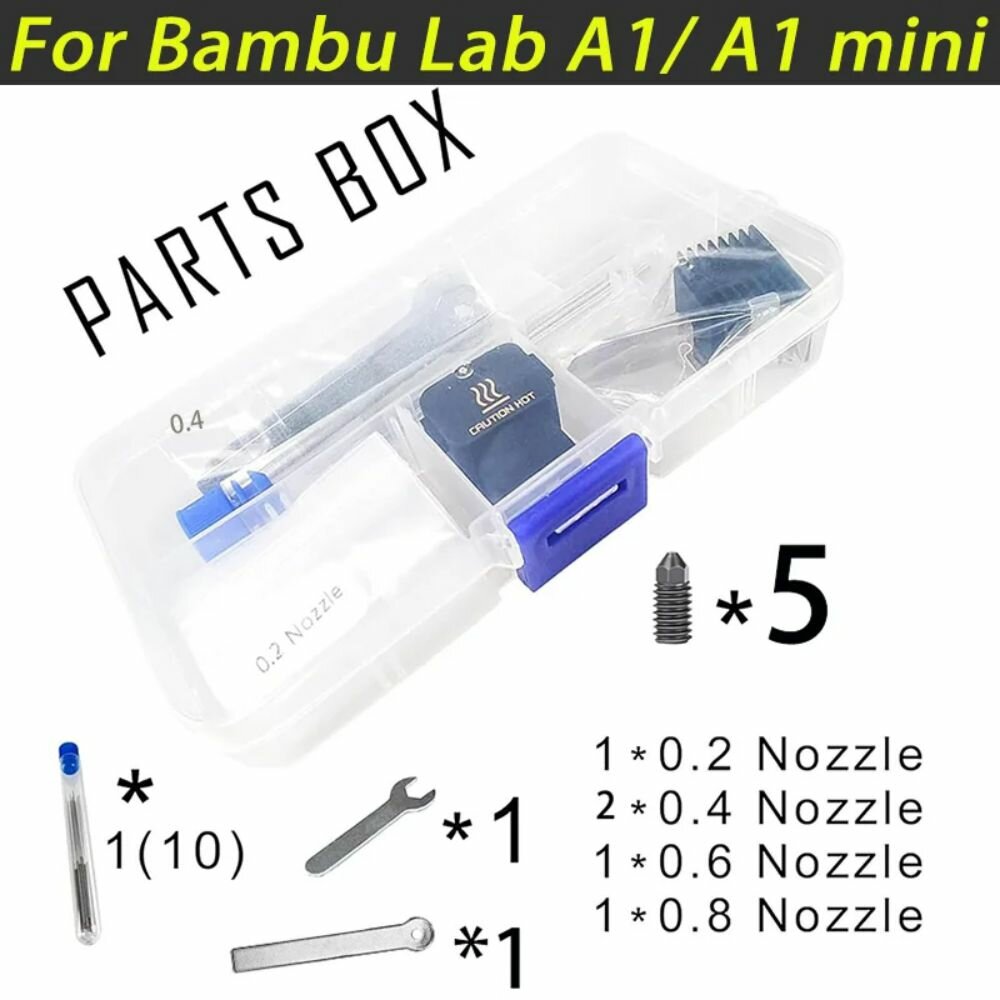 Для комплекта Bambu Lab A1/A1 Mini/H2D Hotend с 5 инструментами для очистки сопел из закаленной стали и коробкой для 3D-принтера A1/H2D