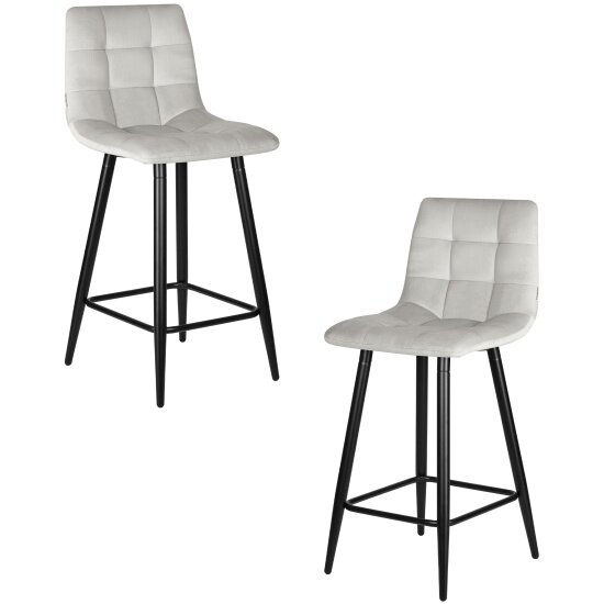Стул полубарный Dobrin OLIVIA (черные матовые ножки, светло-серый велюр (108-52))(2 шт/уп)