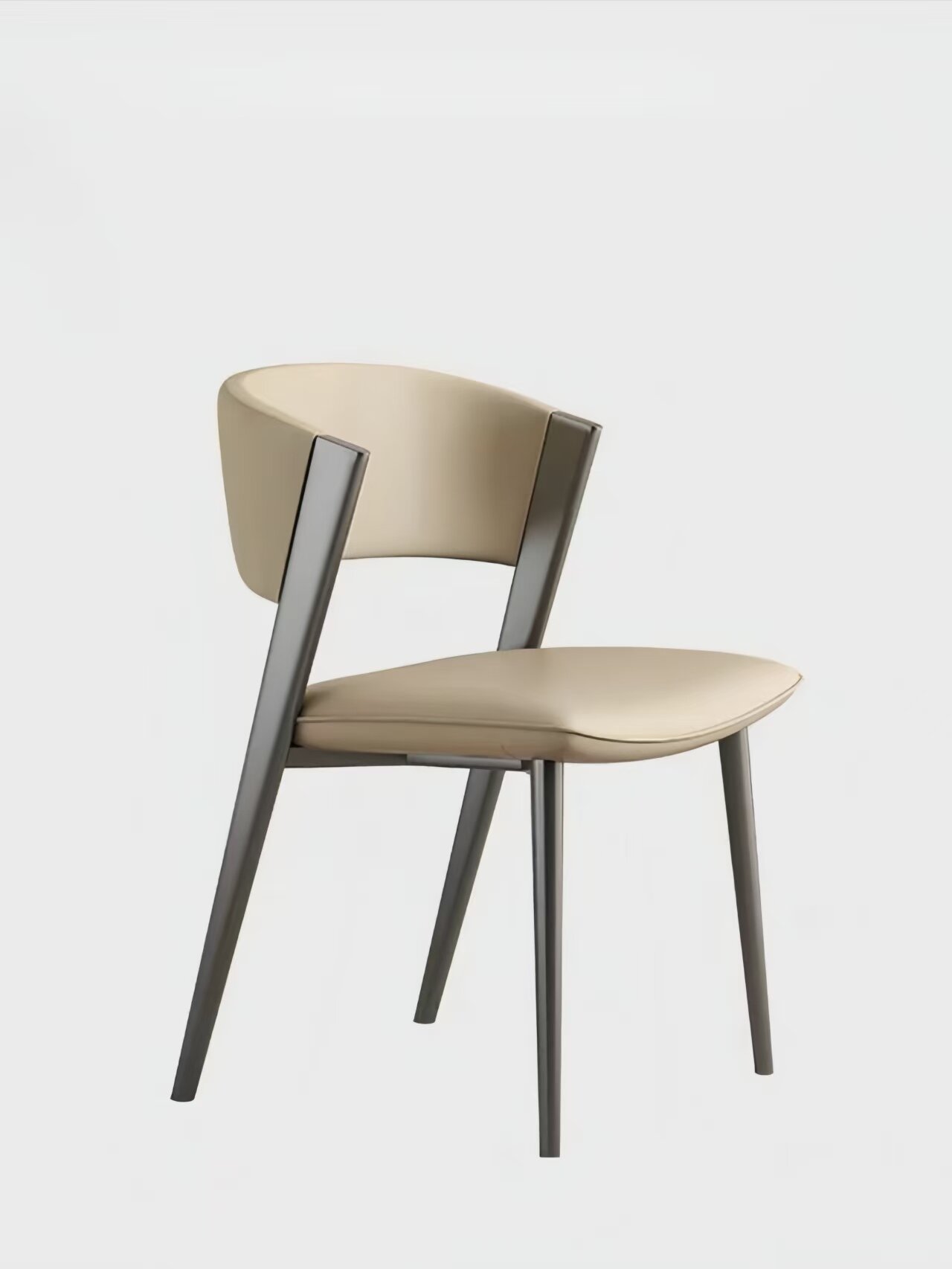 Стул N495, экокожа, искусственный мех, полукруглая спинка, цвет хаки