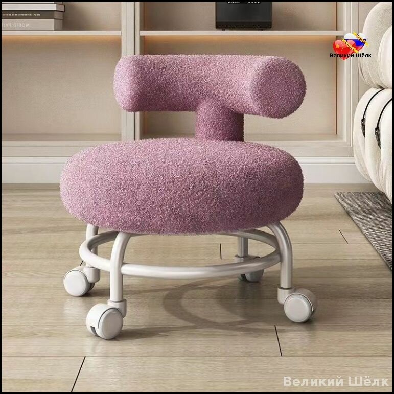 Пуф "Круглая бархатная скамейка", вельвет, металл, для детской, гостиной