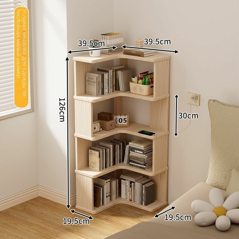 Угловой книжный шкаф, многослойный, большой объем