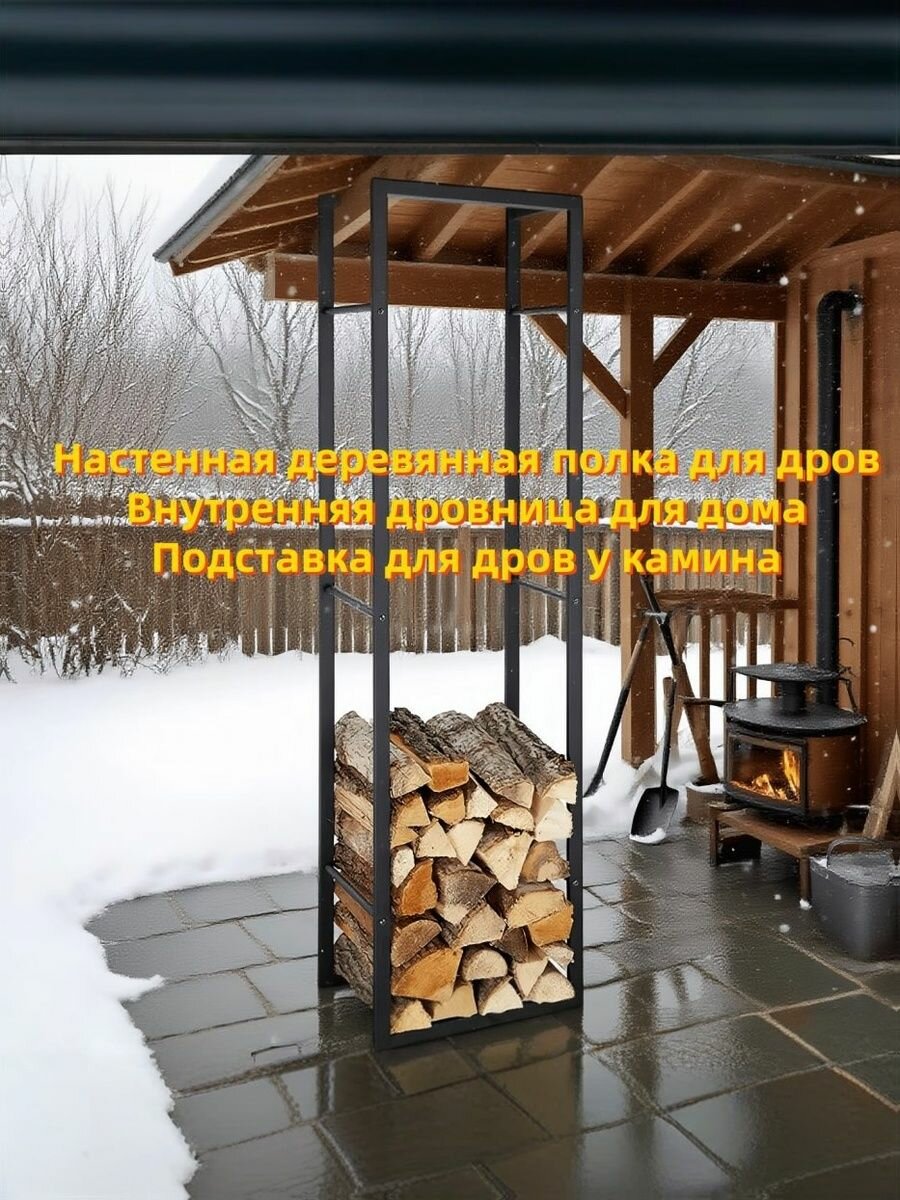 Настенная дровница для интерьера: полка для дров у камина с инструментами