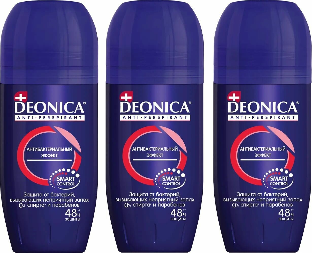 Антиперспирант-ролик Deonica, for Men, Антибактериальный эффект, 50 мл, 3шт