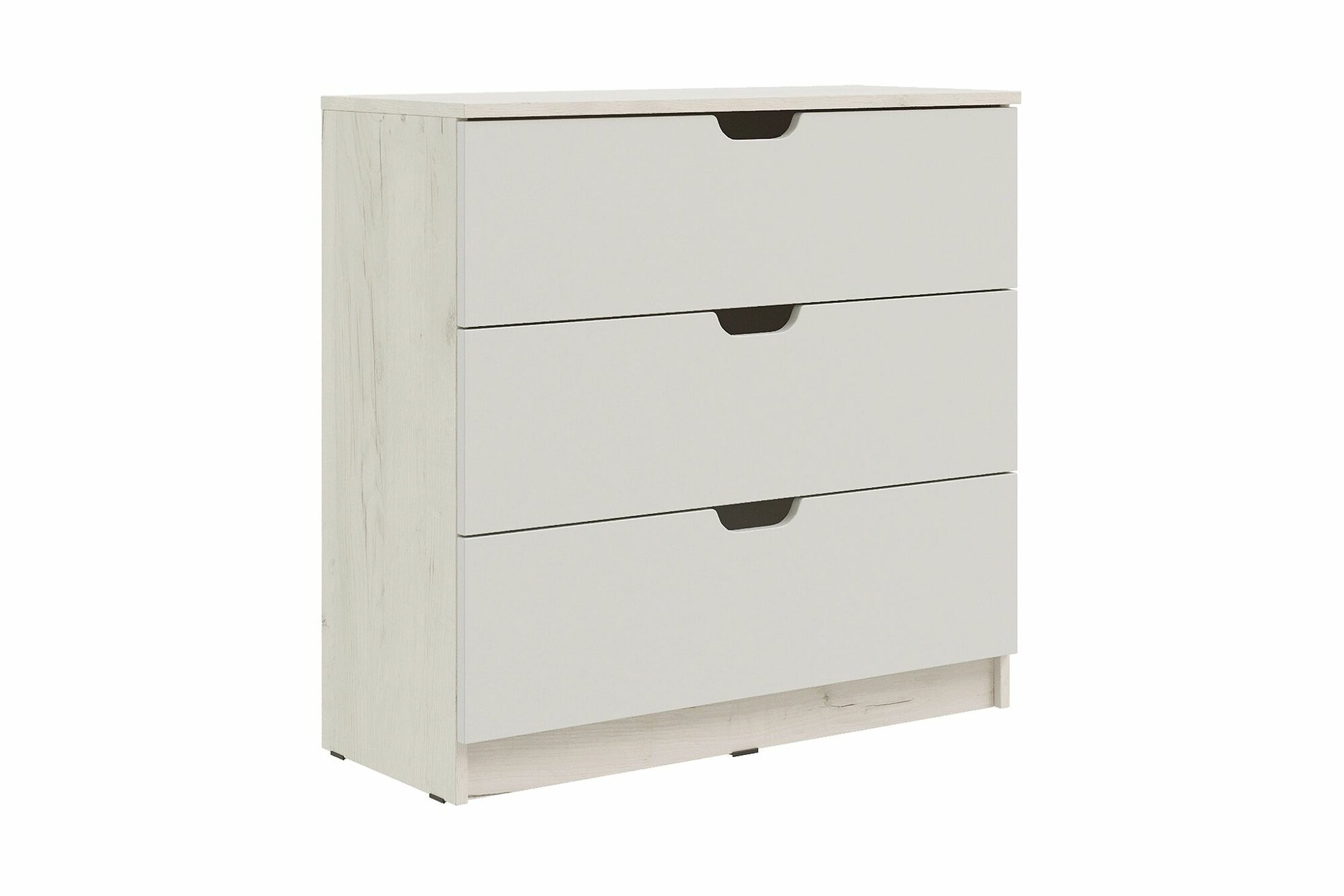 Юниор-4 Комод 3 ящика (800) (Шарли Белый/Дуб Крафт Белый)