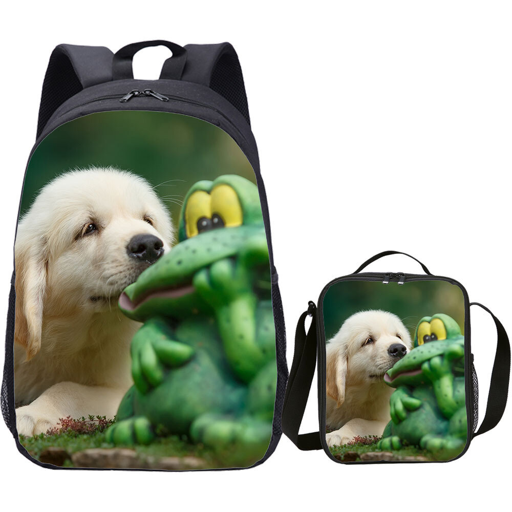 Dog Labrador Schoolbag Цветная печать 17-дюймовый большой емкости Студент начальной школы Школьная сумка для обеда Костюм