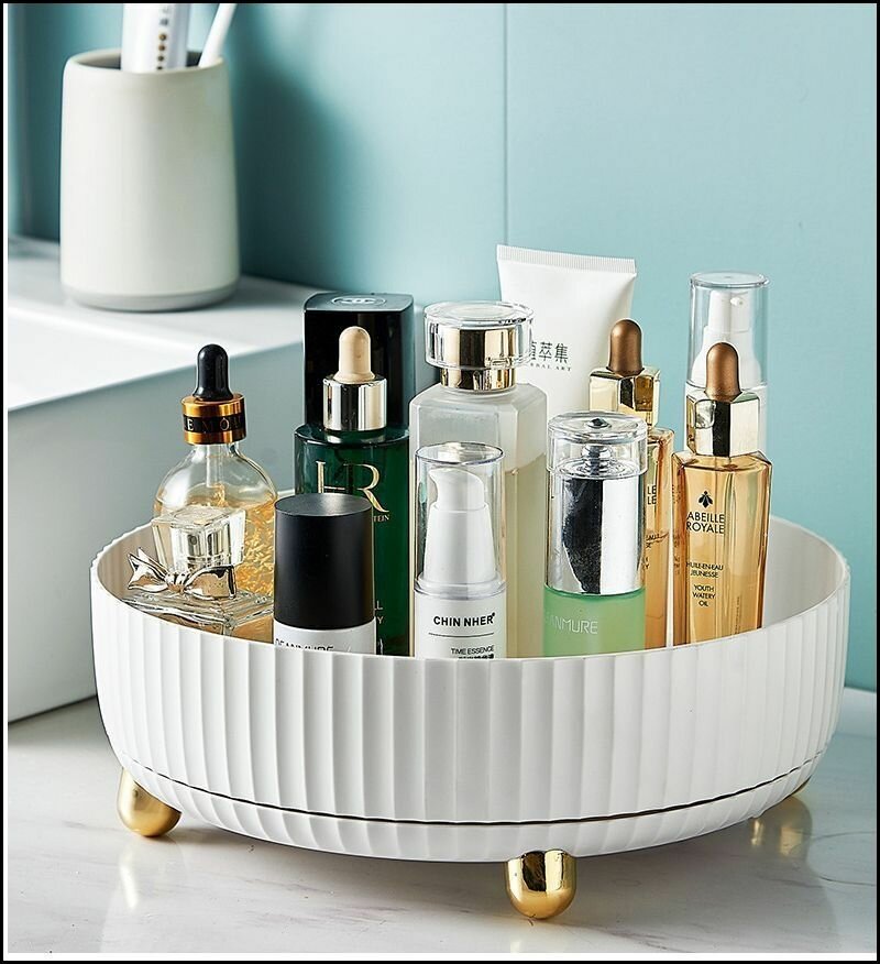 Вращающийся круглый поднос, ящик для хранения, вращающийся органайзер для косметики