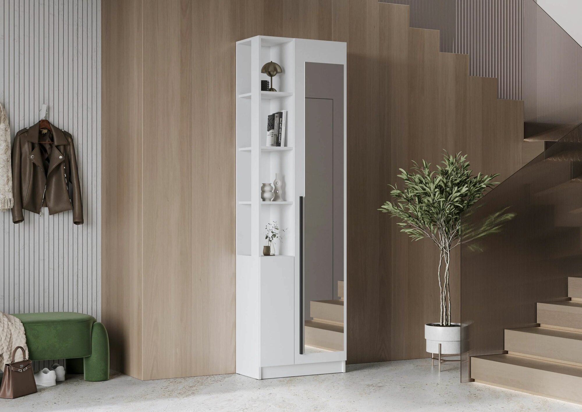 Шкаф Берген ШК_П-650 белое дерево + 1 Ронда ЗШК (Интерьер-Центр)