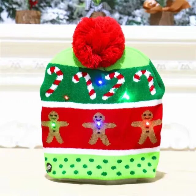 Светящаяся рождественская шапка с гномиками, gingerbread Man
