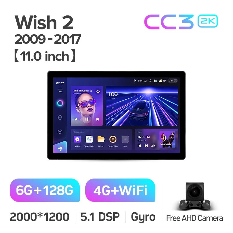TEYES Тиайс CC3 2K Штатная магнитола For Тойота Виш XE20 For Toyota Wish 2 II 11.0 Wish2 2K 128G