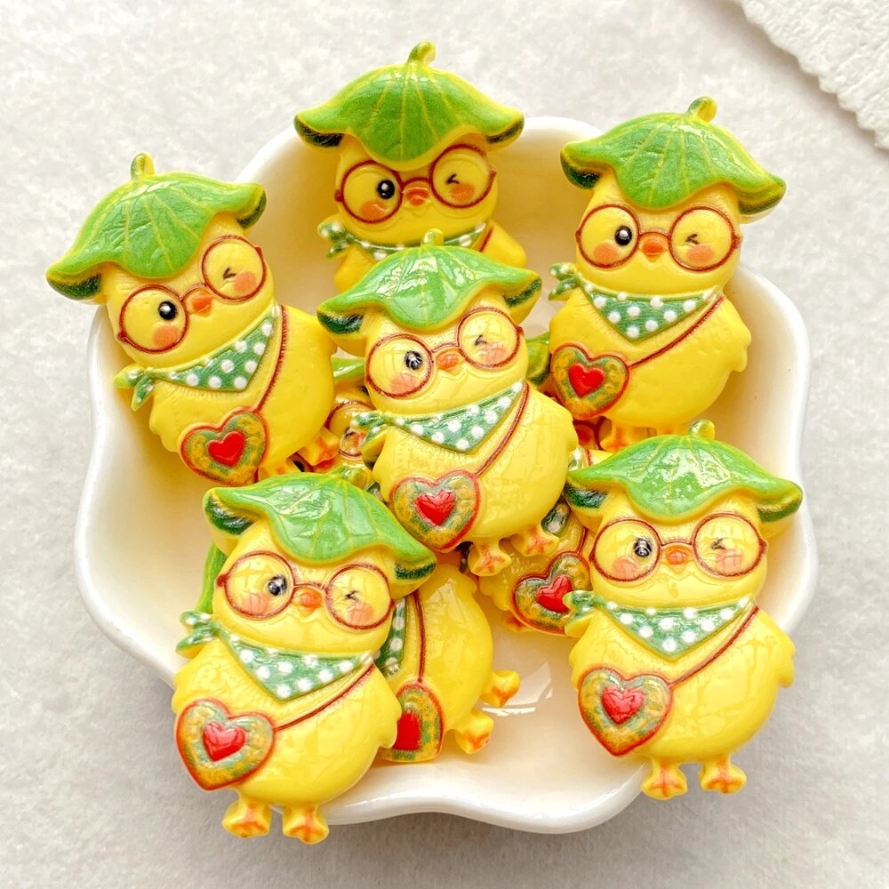 Фигурки цыплят в шляпках, 10 шт, желтые, Color: D