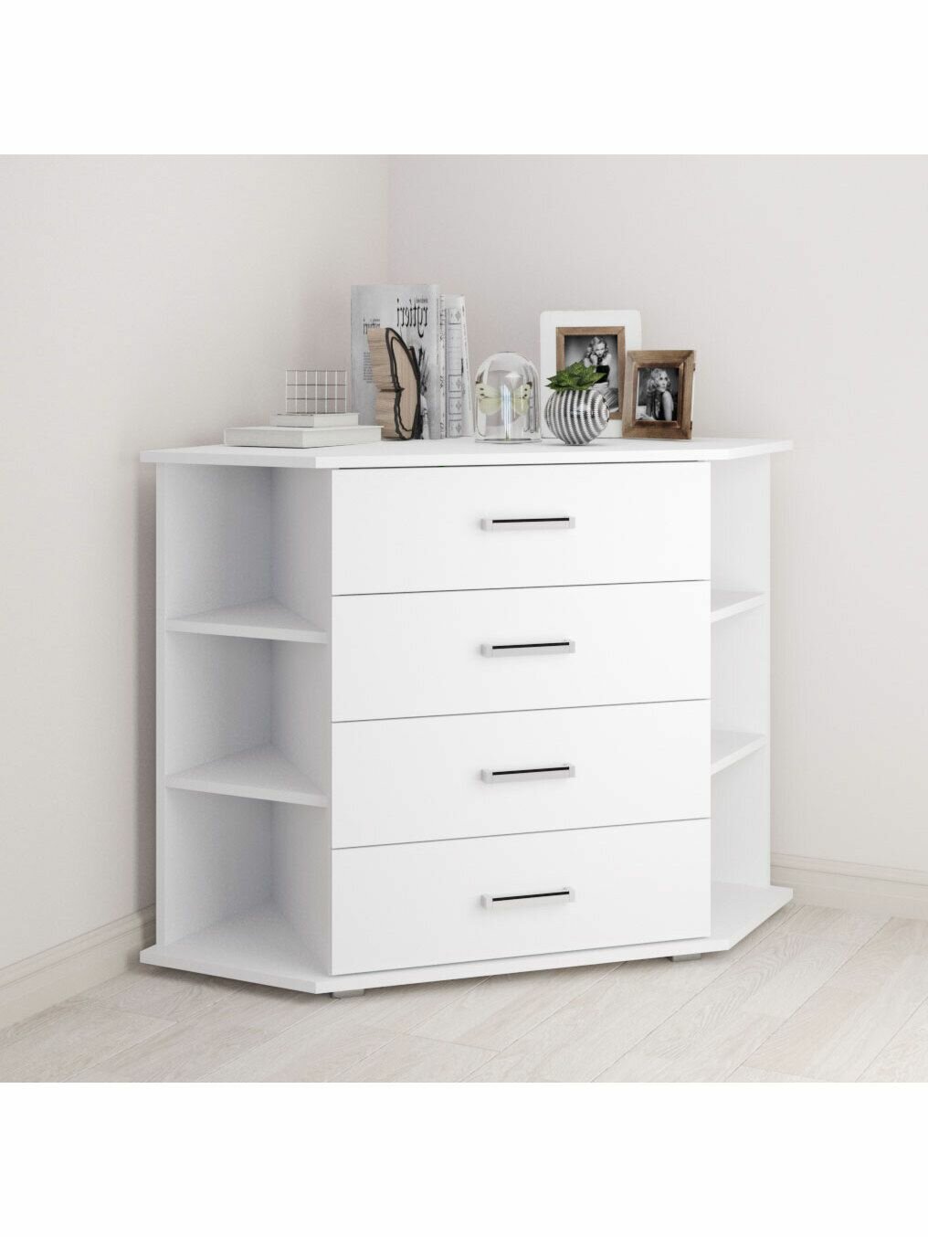 Комод угловой, ЛДСП, цвет белый, 790х770х770 мм, белый, 1 шт.