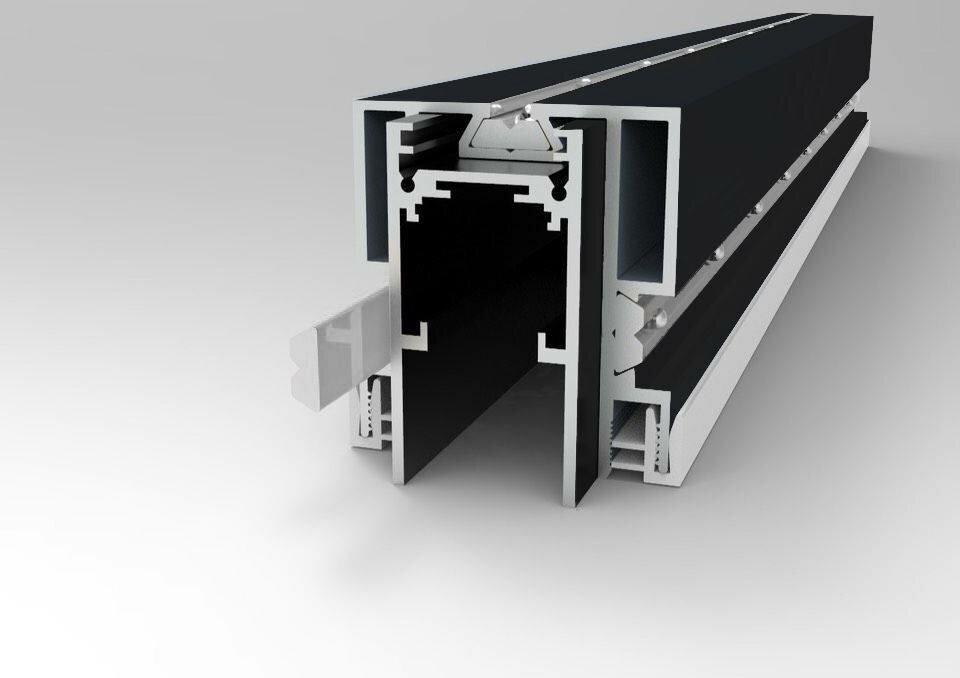 ST003.429.01 Профиль для SKYLINE 48 с демпф. системой в натяжной потолок (ПВХ+ткань) ST-Luce Черный SKYLINE 48