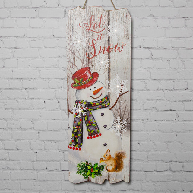 Светящаяся картина на дереве Уютное Кантри - Let it Snow 60*21 см на батарейках, Kaemingk, 480168-2