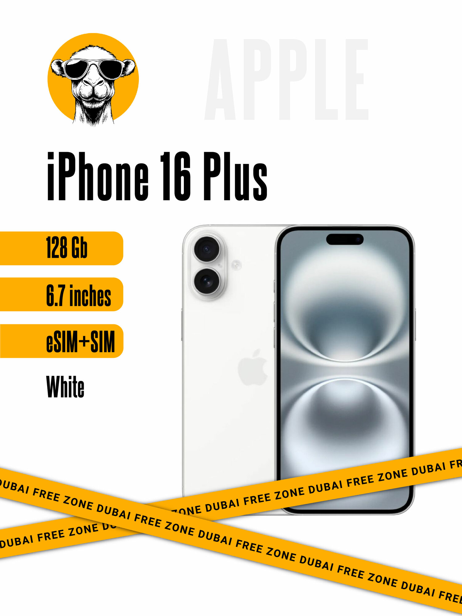 Смартфон iPhone 16 Plus 128GB White Sim+E-Sim