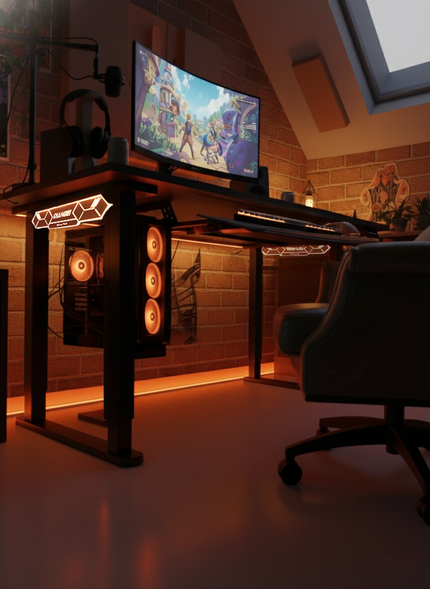 Компьютерный стол CHIRUSSUN, с подъемным механизмом регулируемый по высоте, черный, 180x65x72 см