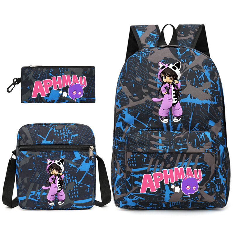 Новая игровая периферия, школьная сумка Aphmau, рюкзак, сумка-карандаш, сумка на плечо, набор из трех предметов 09
