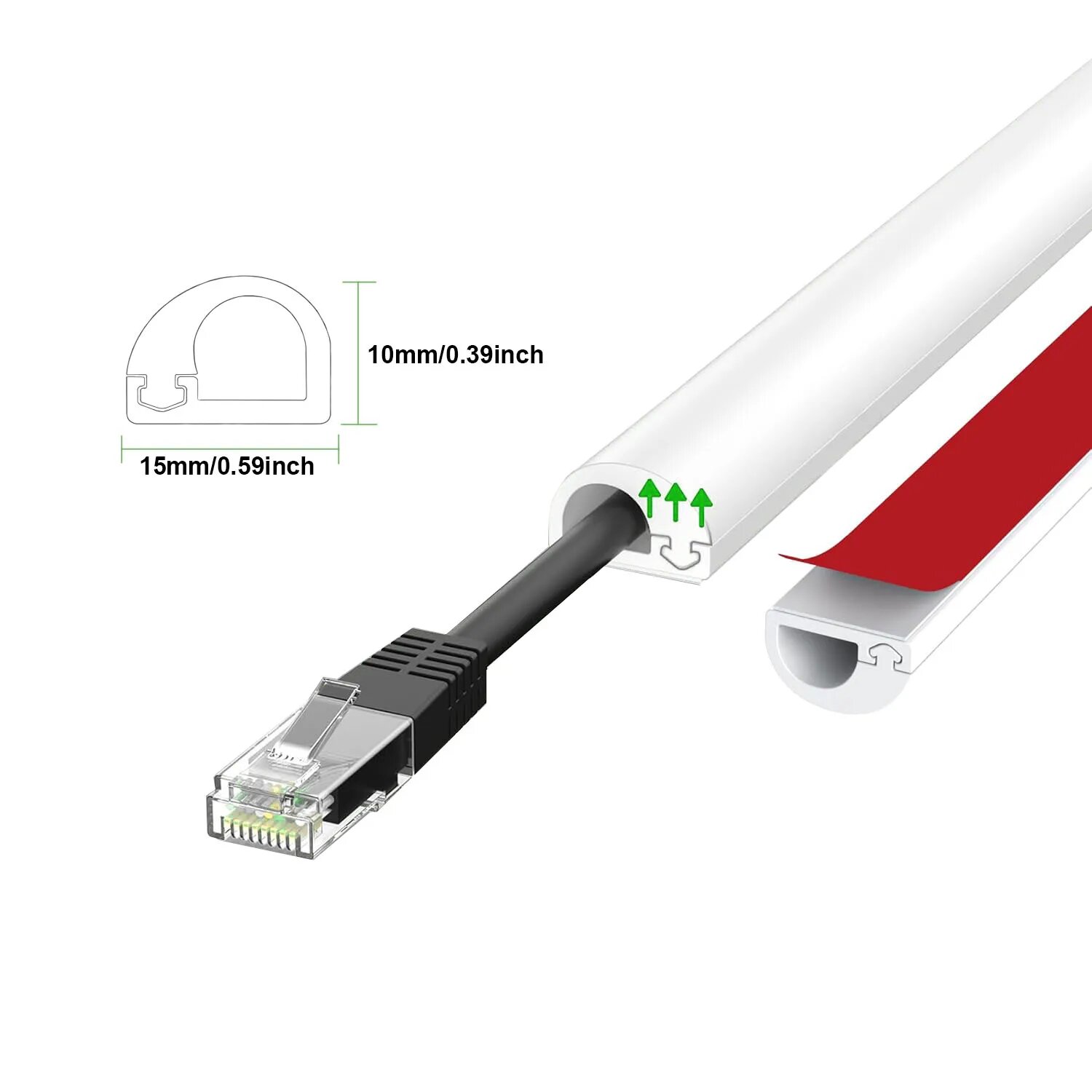 Гибкий кабель-канал ПВХ 1 метр белый White 15x10mm