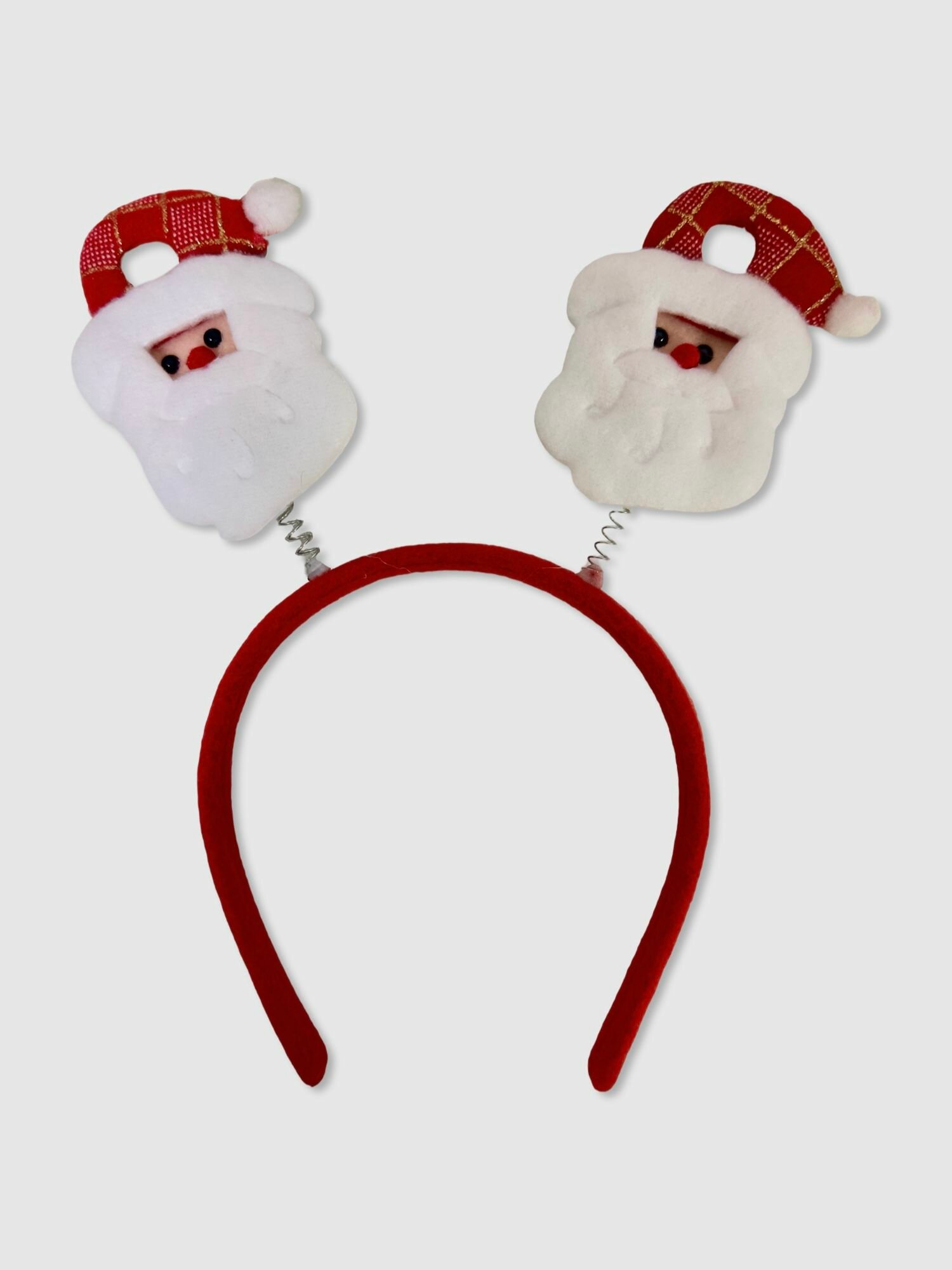 Ободок новогодний с дед морозами в клеточку