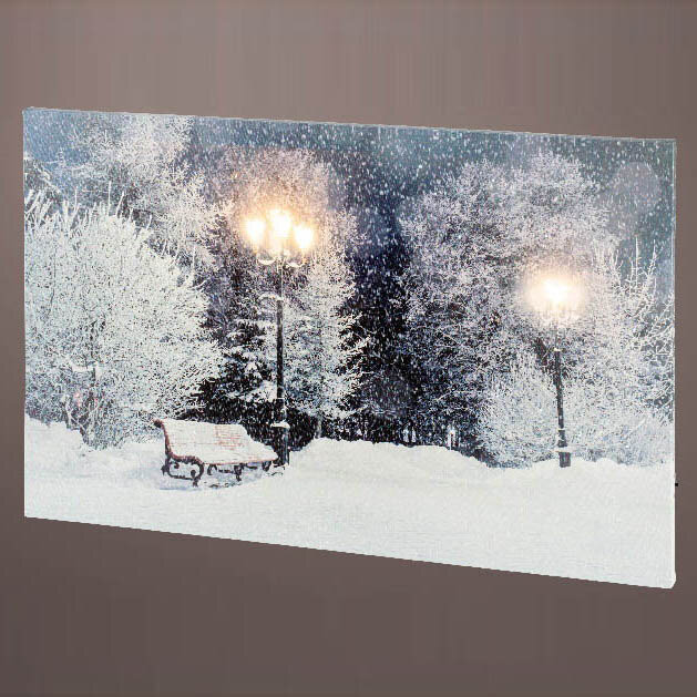 Светодиодная картина Snowing in Flims 58*38 см, на батарейках, Kaemingk (Кейминг), 485486-2