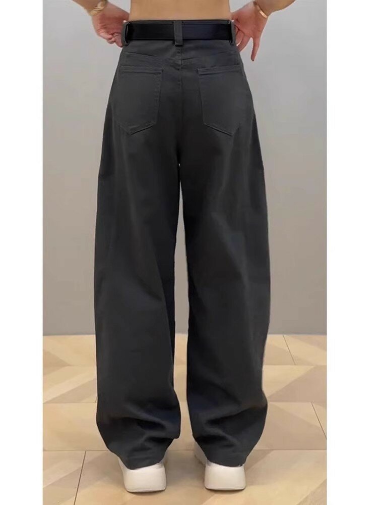 Женские джинсы LI Mall Высокоходные осенние — для груши плюс размер свободные узкие карго штаны, Размер_