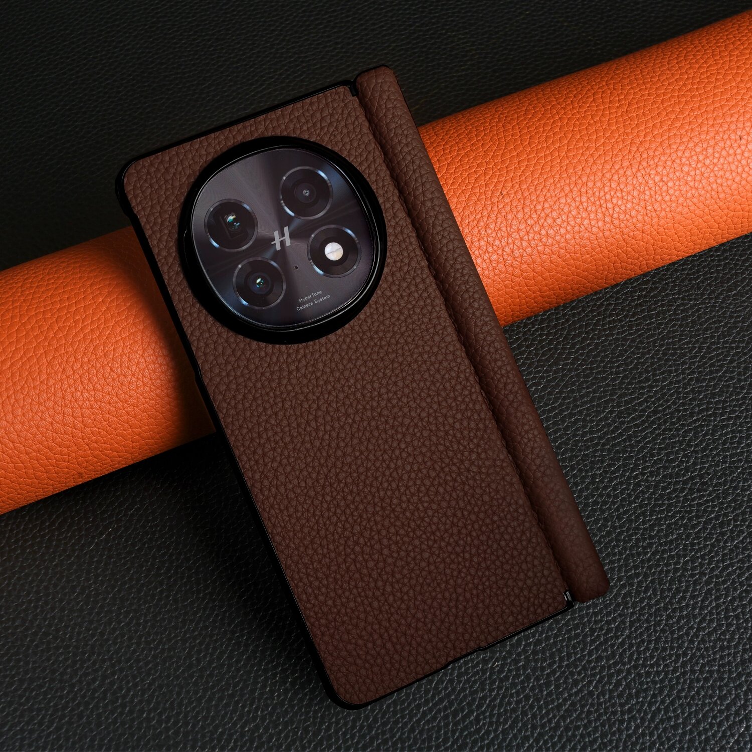OPPO Find N3 Кожаный чехол с пивотом, односторонний задний боковик, цвет седельный красный