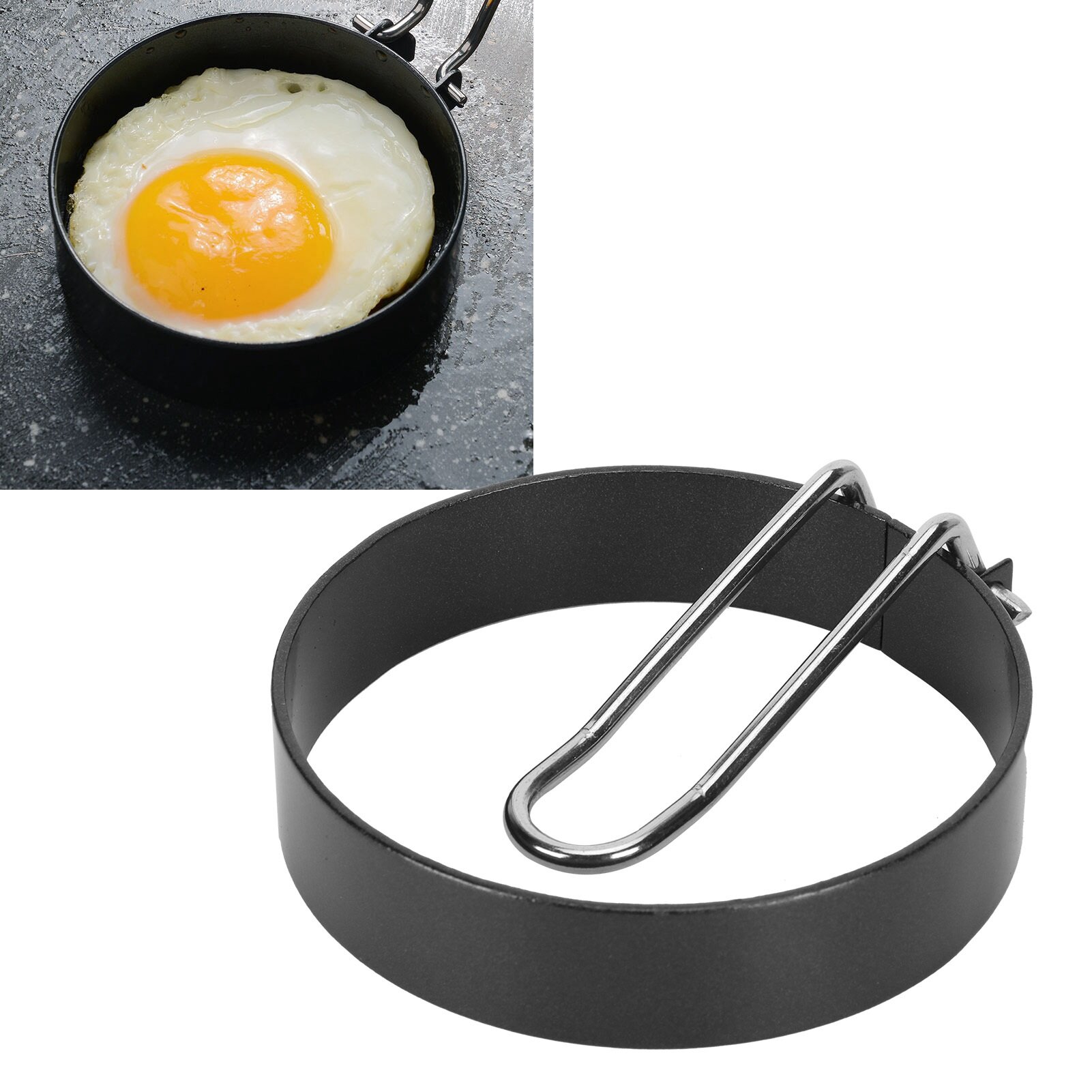 Форма для жарки яиц из нержавеющей стали, круглая антипригарная форма с ручкой, форма для кольца яиц для кухни