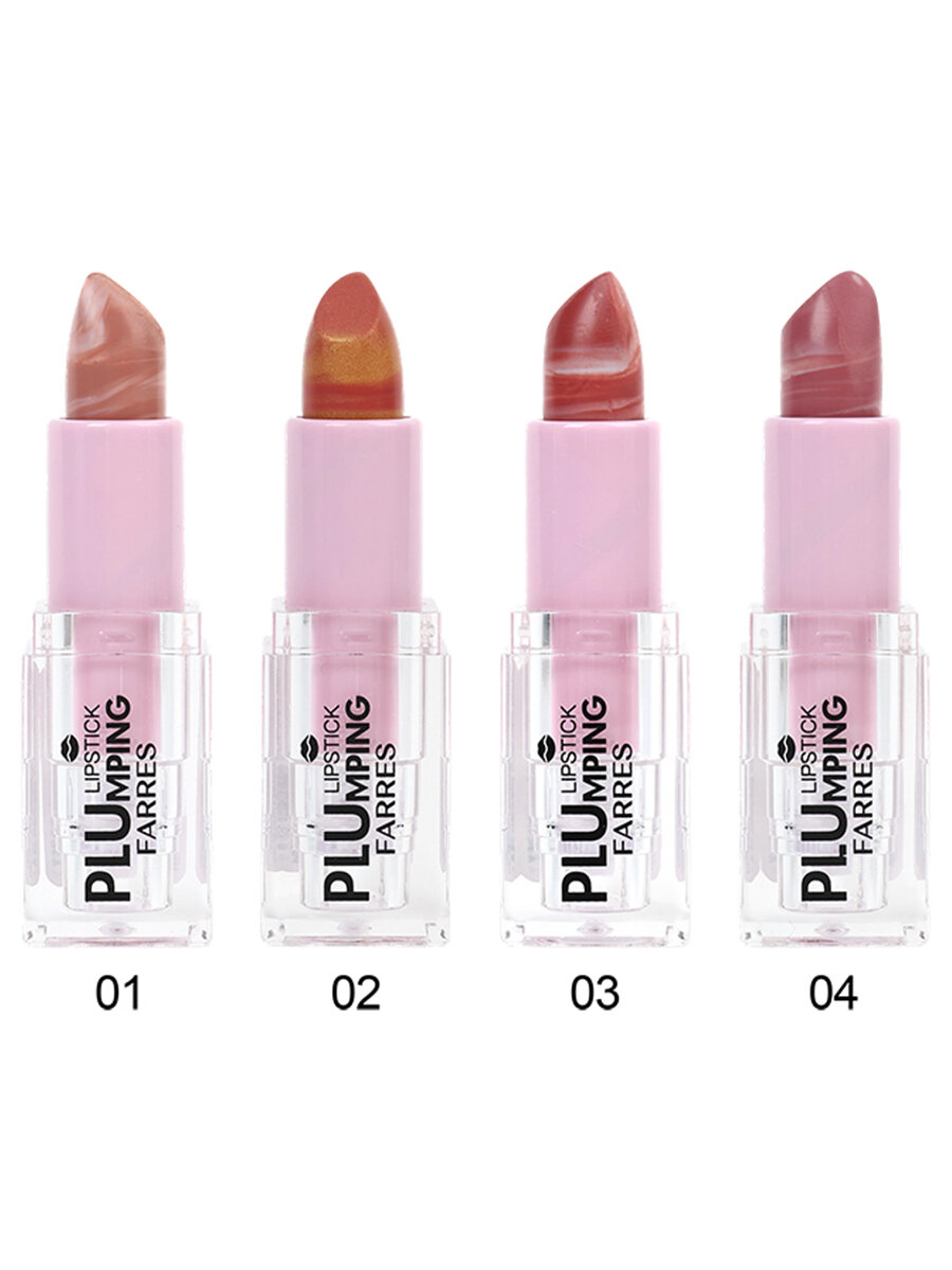 Помада для губ матовая Farres мраморная с 3D эффектом, тон 01 персиковый бежевый