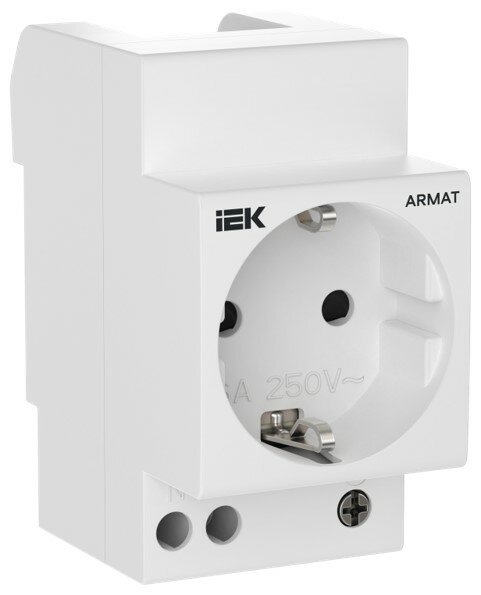 ARMAT Розетка на DIN-рейку 45мм с заземлением с защитными шторками 16А IEK IEK AR-SOD-G-GND-S-016