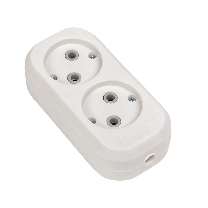 Колодка для удлинителя EKF без заземления, 2х10А, 2.2 кВт, Эксперт