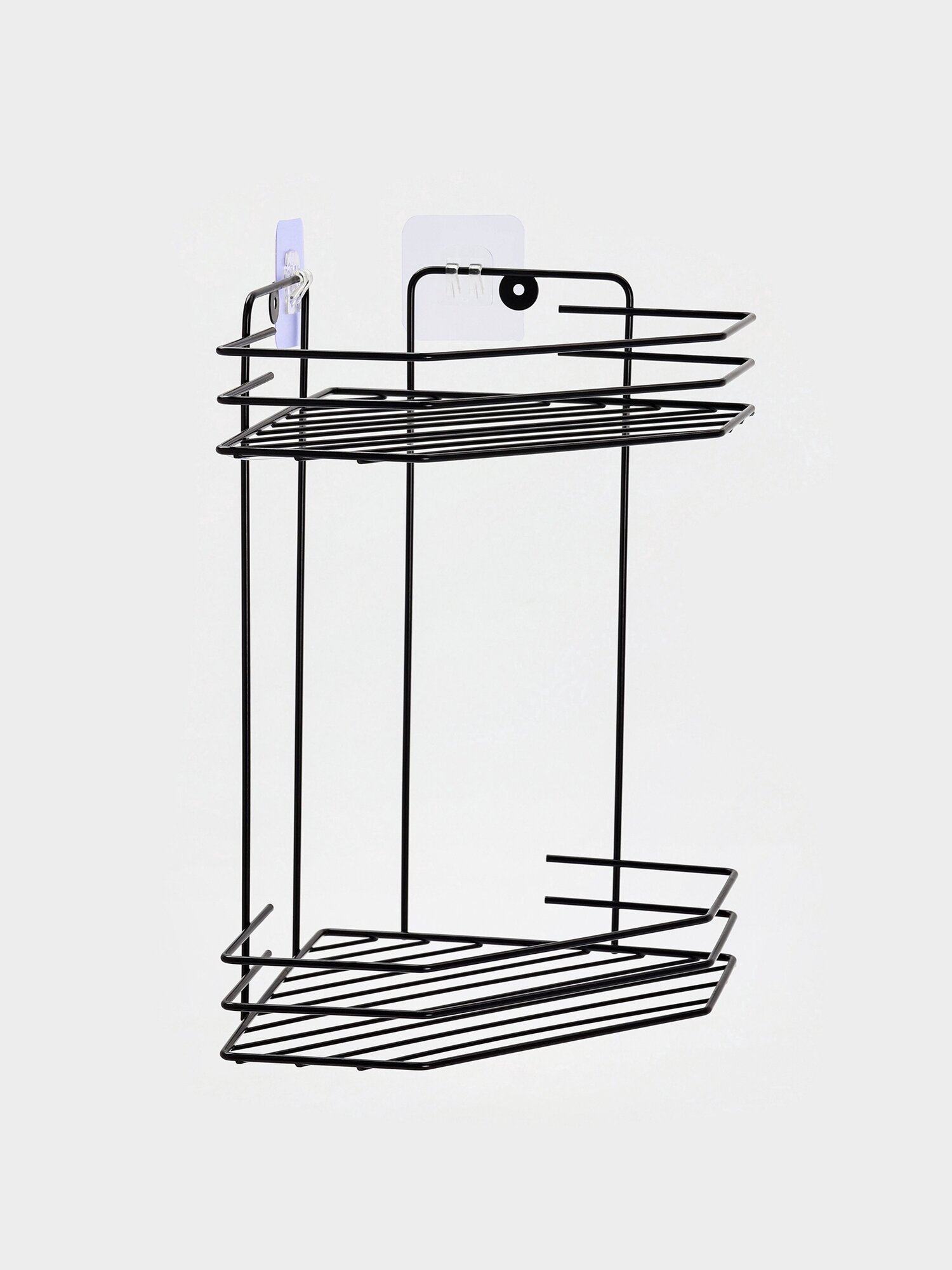 Полка для ванной угловая 2-х ярусная 20,5*20,5*31,5 см, цвет черный