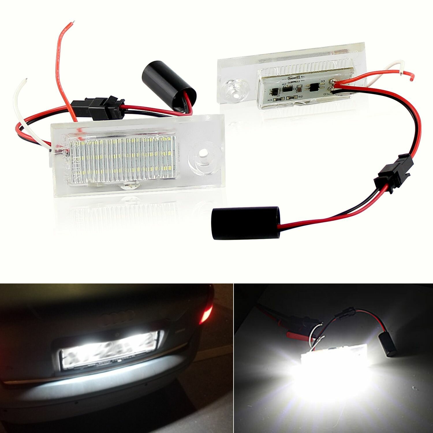 LED подсветка номерного знака для Audi A6 C5 (4B) седан 1997-2004, 12В 3Вт, 6000K, Canbus, 2 шт.