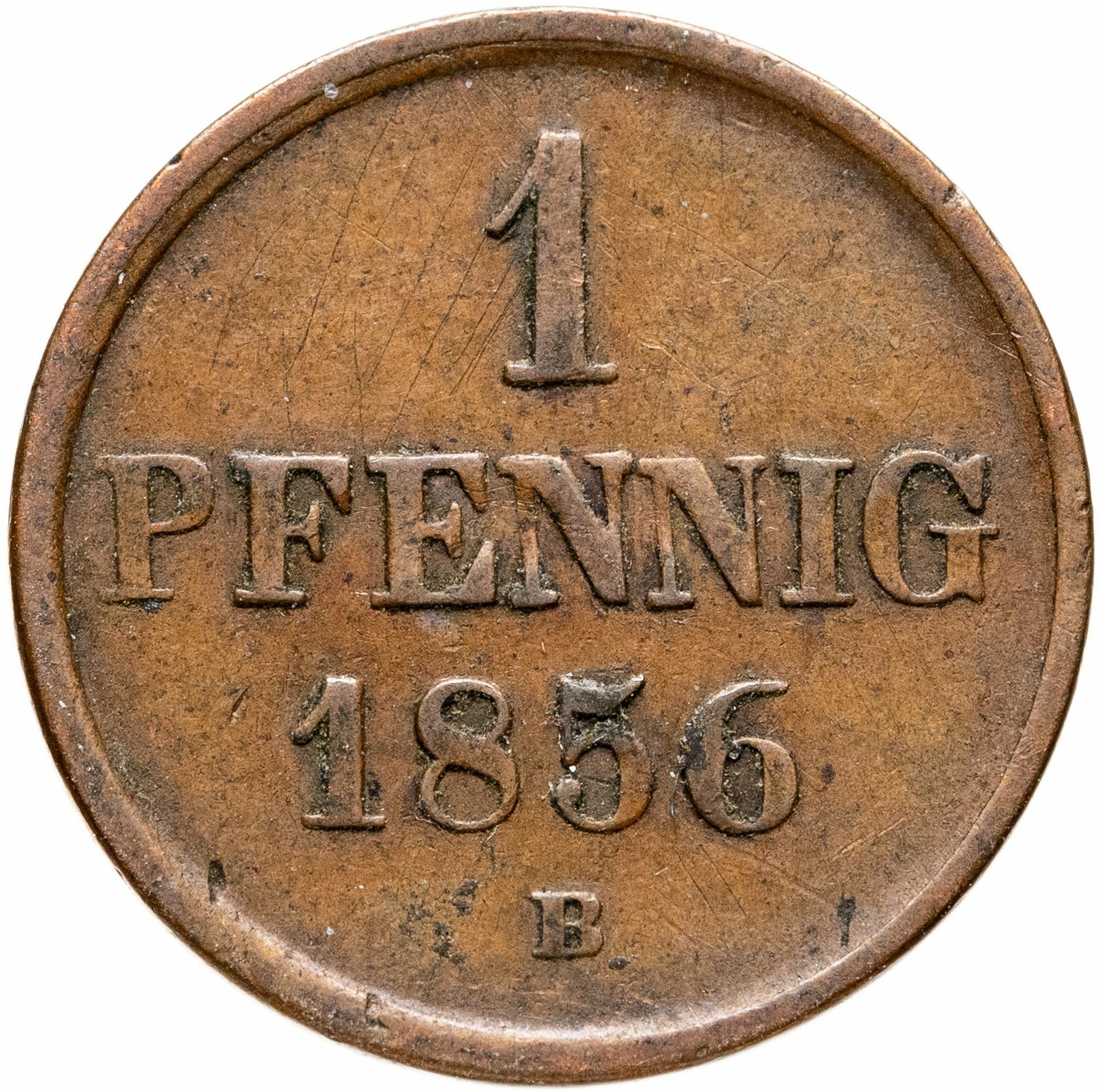 Ганновер 1 пфенниг 1856, Медь, в сохранности VF-XF