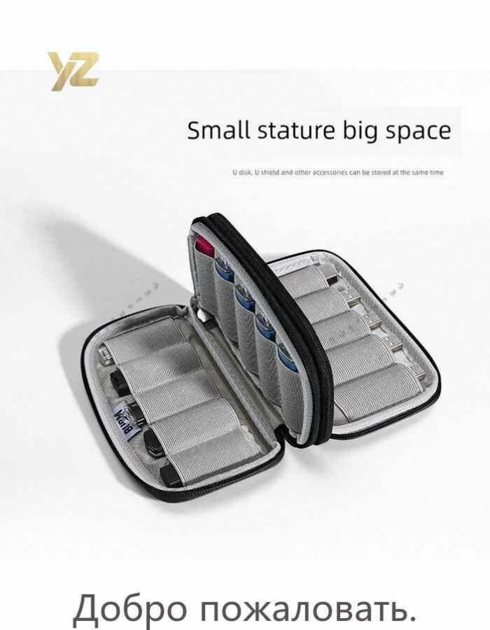 Органайзер UNIMALL, искусственная кожа, для USB/SD, на молнии, чёрный